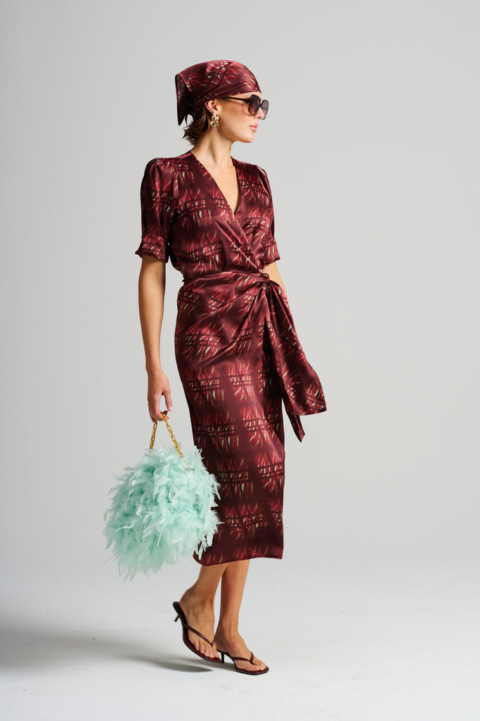 Le Cocktail Print Dress - Mint/Burgundy x1 size 0 left only – Le Stripe